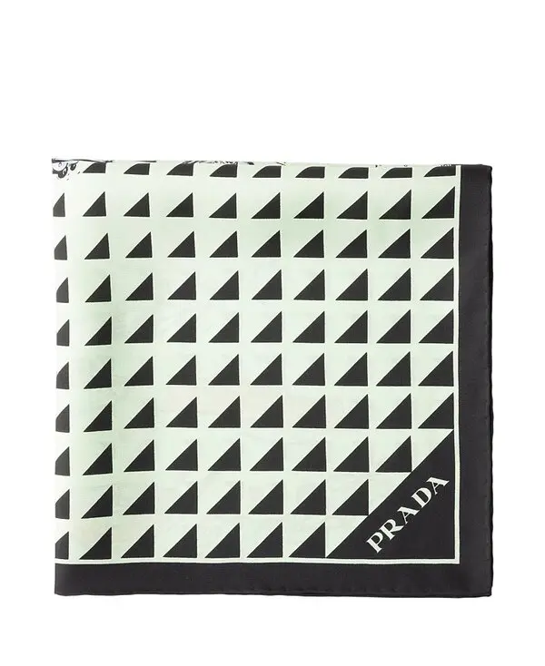 Prada Printed Silk Twill Scarf 55x55 - Black - Cars
