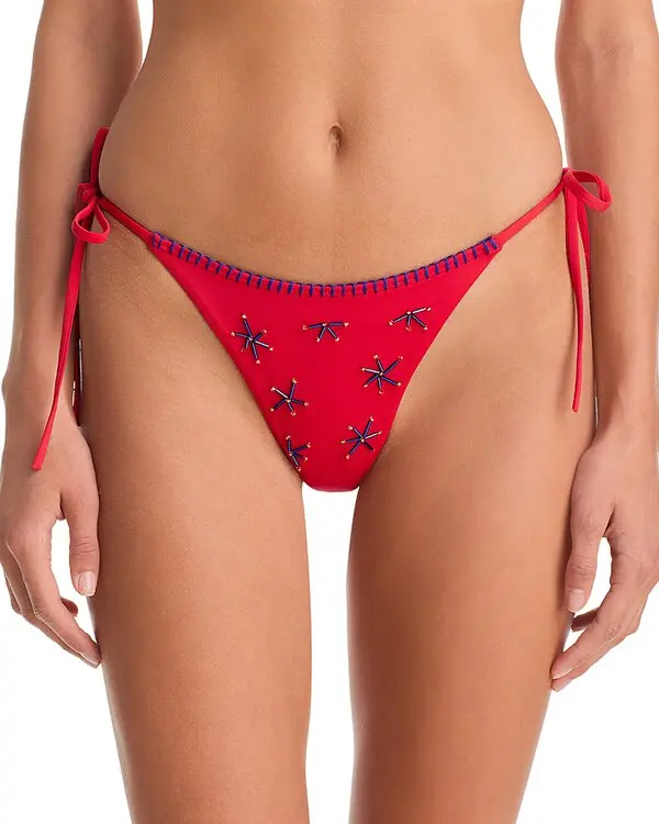 Staud Sisley Side Tie Bikini Bottom - Painted Foulard