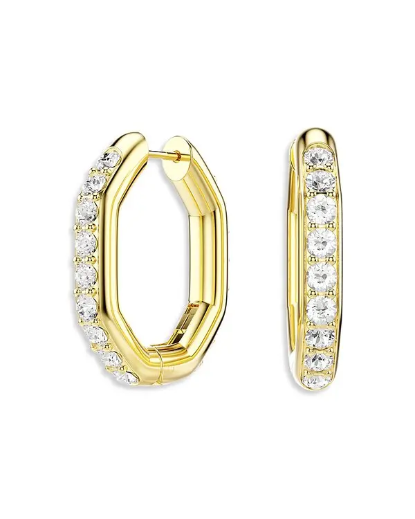 SWAROVSKI Dextera Crystal Octagon Hoop Earrings - Gold