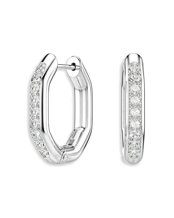 SWAROVSKI Dextera Crystal Octagon Hoop Earrings - Silver