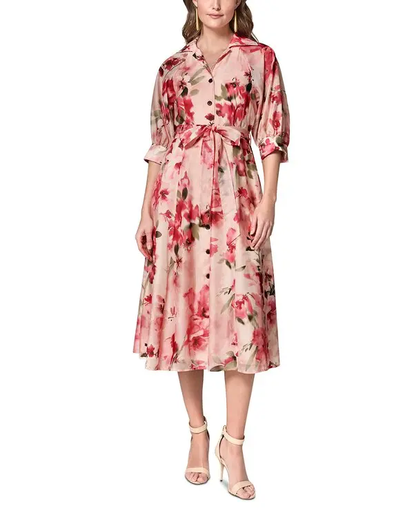 Donna Karan New York Floral Print Midi Dress - Geranium Multi