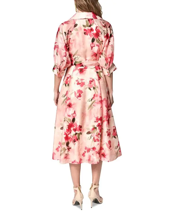Donna Karan New York Floral Print Midi Dress - Geranium Multi