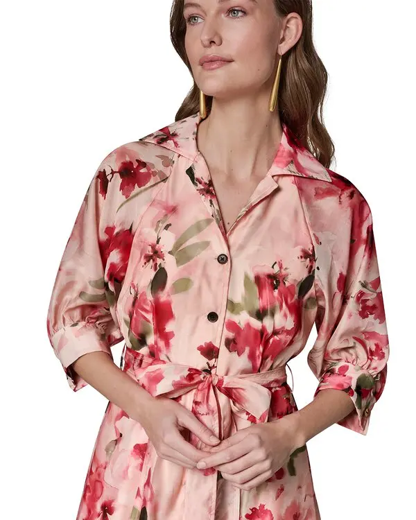 Donna Karan New York Floral Print Midi Dress - Geranium Multi