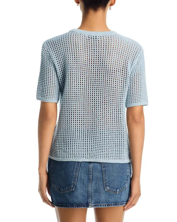 Aqua Knit Crochet Trim Top