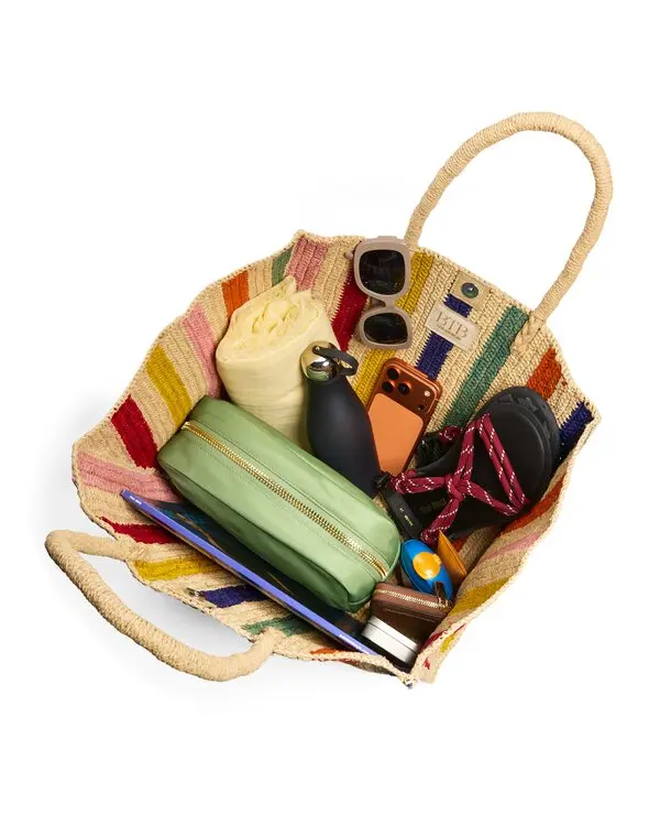 Aqua Raffia Tote