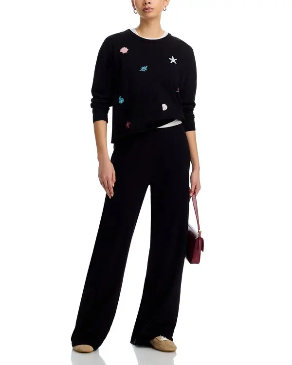 Aqua Macy Wide Leg Sweatpants - Black