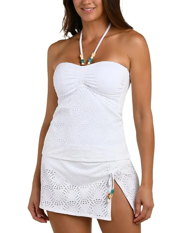 La Blanca Shellbound Bandeau Tankini Top - White