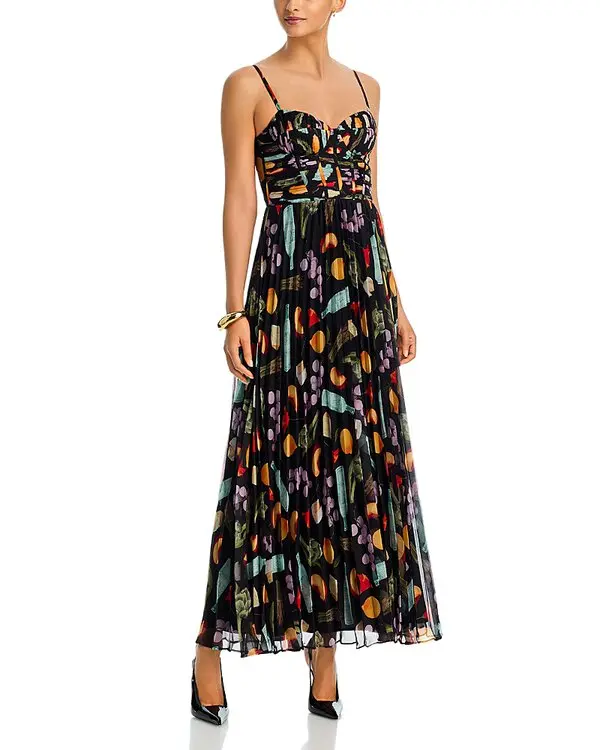 Aqua Sleeveless Printed Maxi Dress - Black