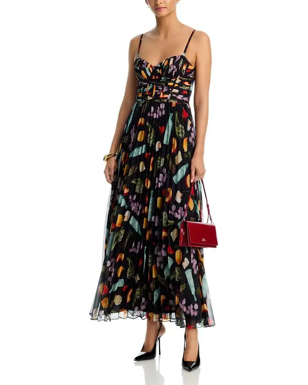 Aqua Sleeveless Printed Maxi Dress