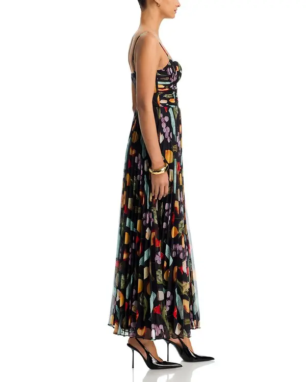 Aqua Sleeveless Printed Maxi Dress