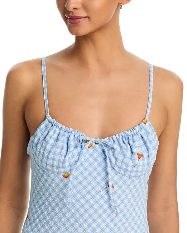 Aqua Check Maxi Dress - Blue