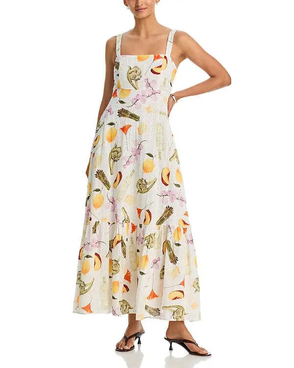 Aqua Printed Eyelet Maxi Dress - Multi