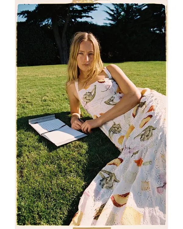 Aqua Printed Eyelet Maxi Dress - Multi