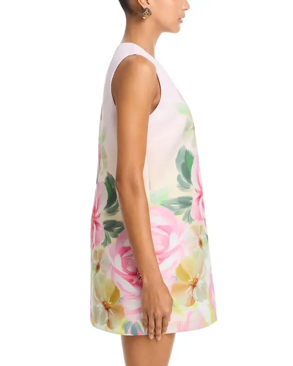 Aqua Floral Shift Mini Dress