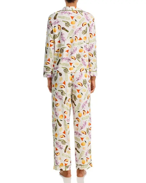 Aqua Notched Top & Pants Pajama Set Exclusive - White Multi