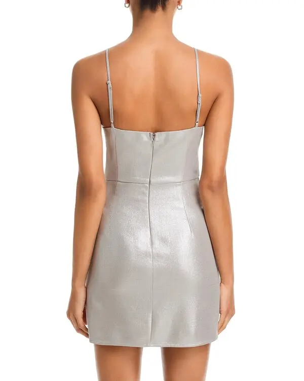 Aqua Metallic Draped Mini Dress