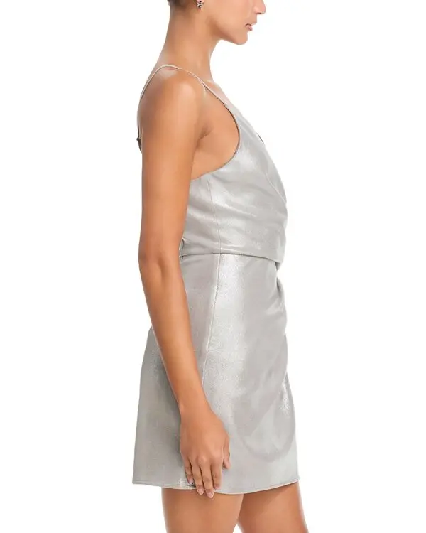 Aqua Metallic Draped Mini Dress