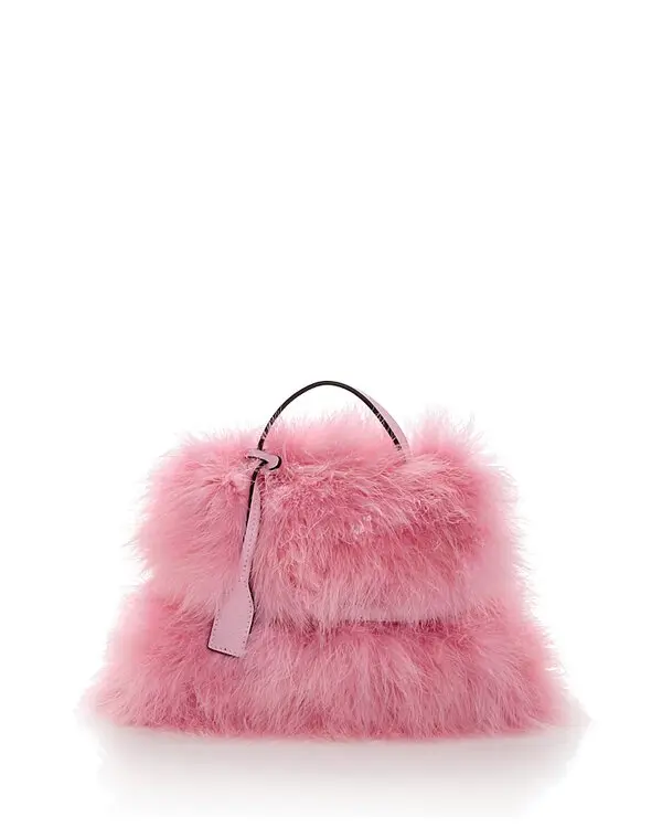 Moschino Tie Me Small Feather Top Handle Bag - Pink