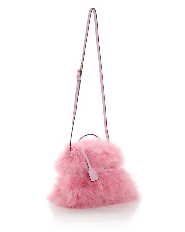 Moschino Tie Me Small Feather Top Handle Bag
