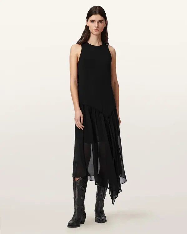 ALLSAINTS Cyra Asymmetric Maxi Dress
