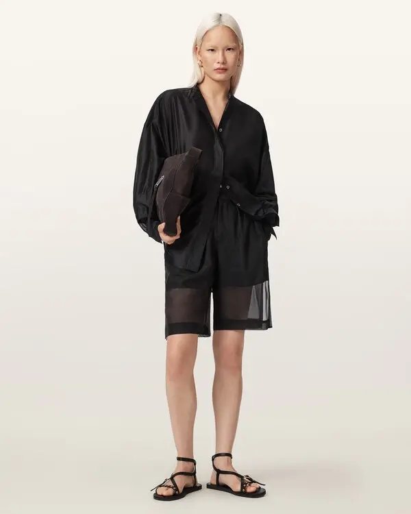ALLSAINTS Banu Pleated Sheer Shorts
