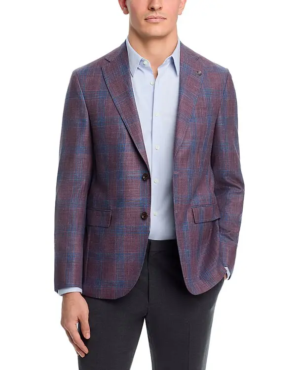 JACK VICTOR Midland Plaid Sport Coat - Berry/ Navy