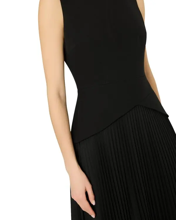 MILLY Haddy Pleated Midi Dress - Black