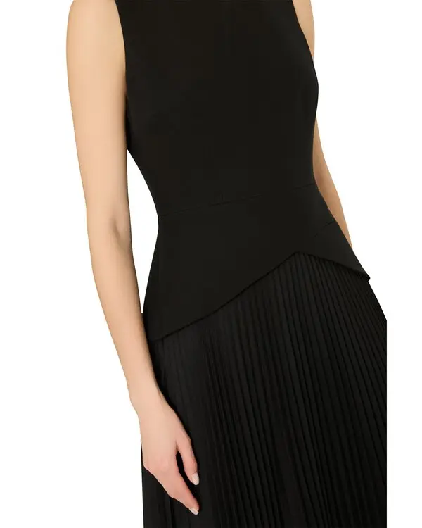 MILLY Haddy Pleated Midi Dress - Black