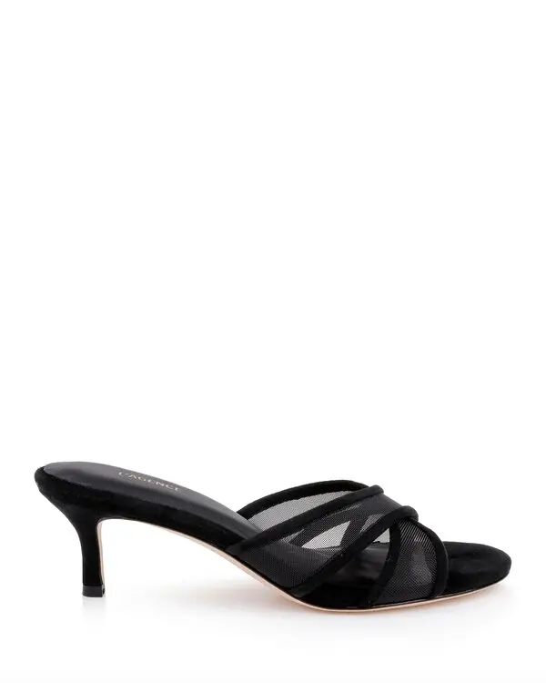 L'Agence Padua Mesh And Suede Slides - Black Mesh