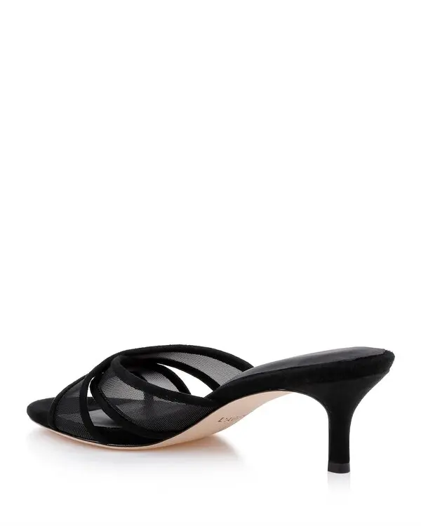 L'Agence Padua Mesh And Suede Slides - Black Mesh