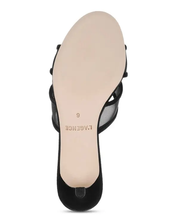L'Agence Padua Mesh And Suede Slides - Black Mesh