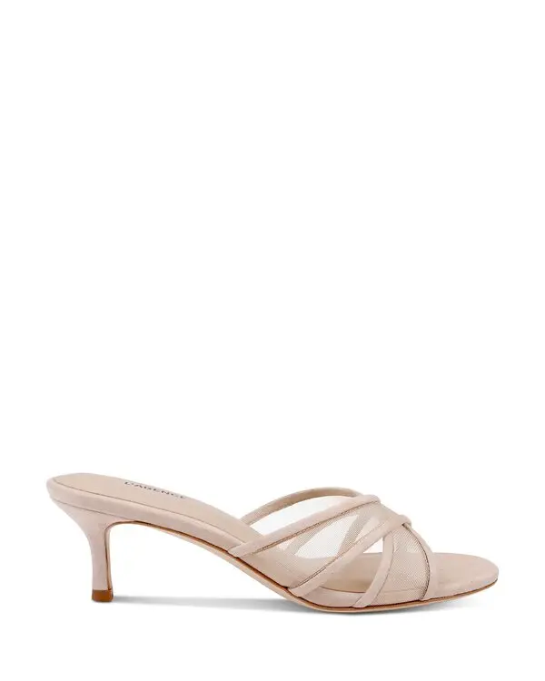L'Agence Padua Mesh And Suede Slides - Chai