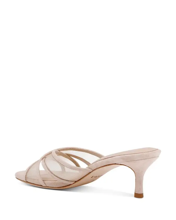 L'Agence Padua Mesh And Suede Slides - Chai