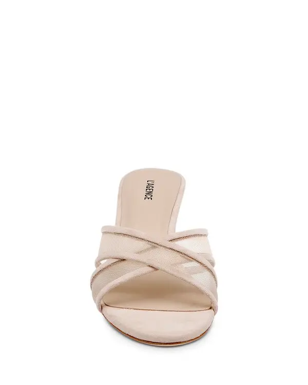 L'Agence Padua Mesh And Suede Slides - Chai