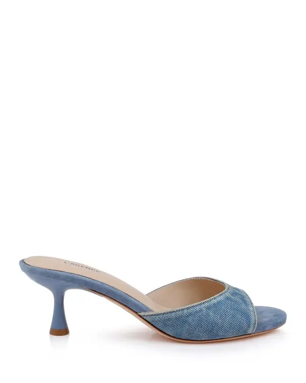 L'Agence Arleen Metallic Heel Sandals - Light Denim