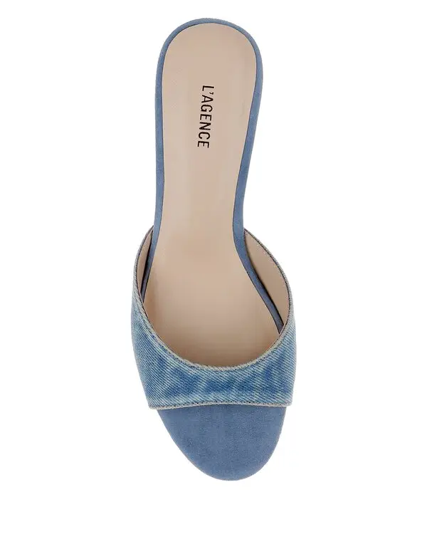 L'Agence Arleen Metallic Heel Sandals - Light Denim