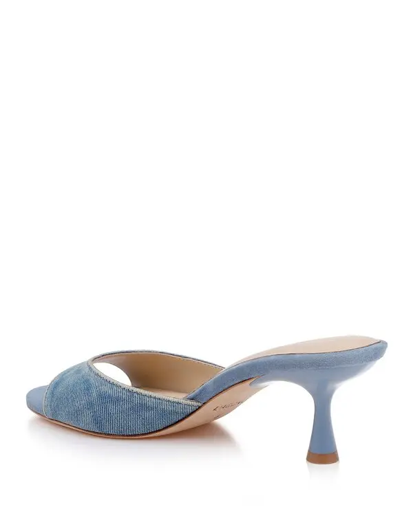 L'Agence Arleen Metallic Heel Sandals - Light Denim