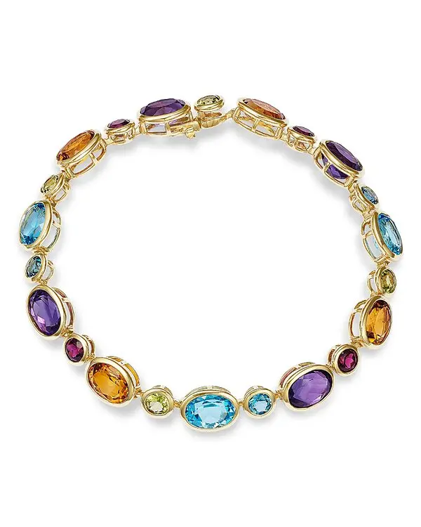 Bloomingdale'S Multi Gemstone Mixed Cut Link Bracelet In 14k Yellow - Gold