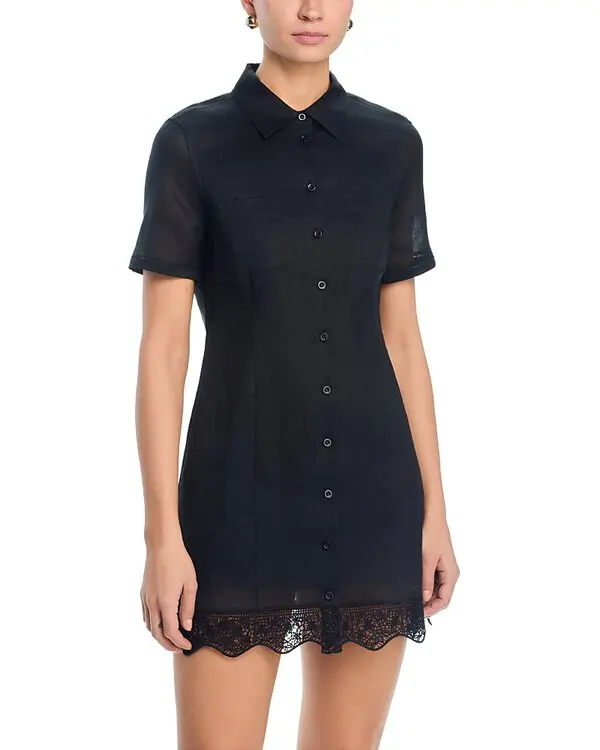 FRAME Embroidered Seaside Shirt Dress - Black