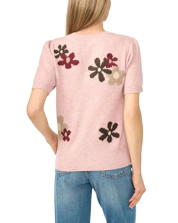 CECE DUPRAZ Groovy Flower Short Sleeve Pullover Sweater - Zephyr