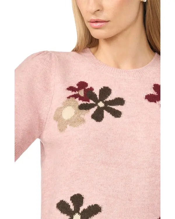 CECE DUPRAZ Groovy Flower Short Sleeve Pullover Sweater - Zephyr