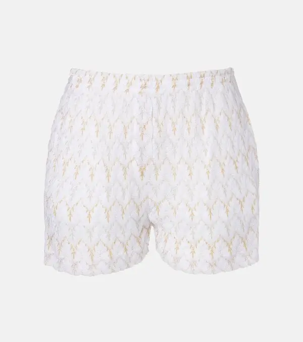 Missoni Open-knit Lamé Shorts - White