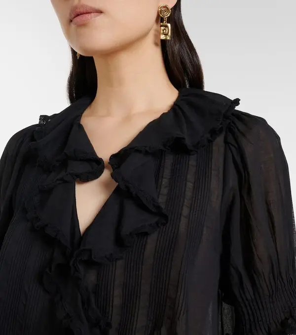 DÔEN Cotton Voile Henri Top - Black