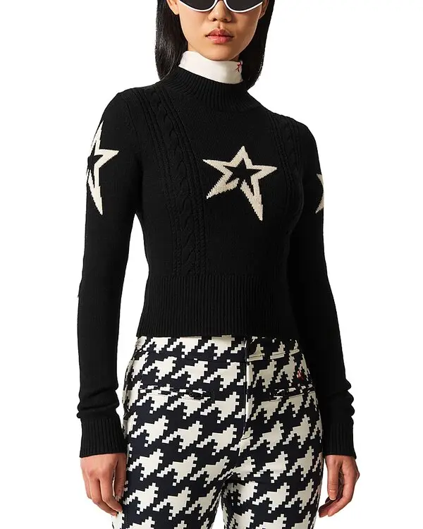 Perfect Moment Cable Underwear Merino Wool Sweater - Black