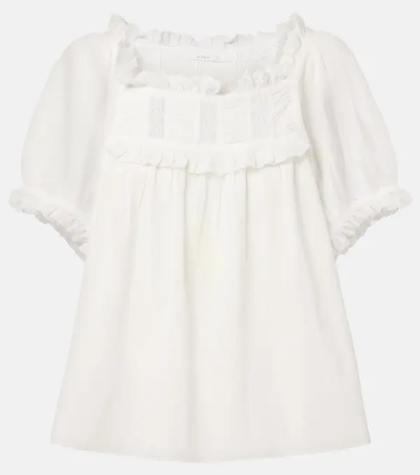 DÔEN Frances Lace-trimmed Cotton-blend Top - White