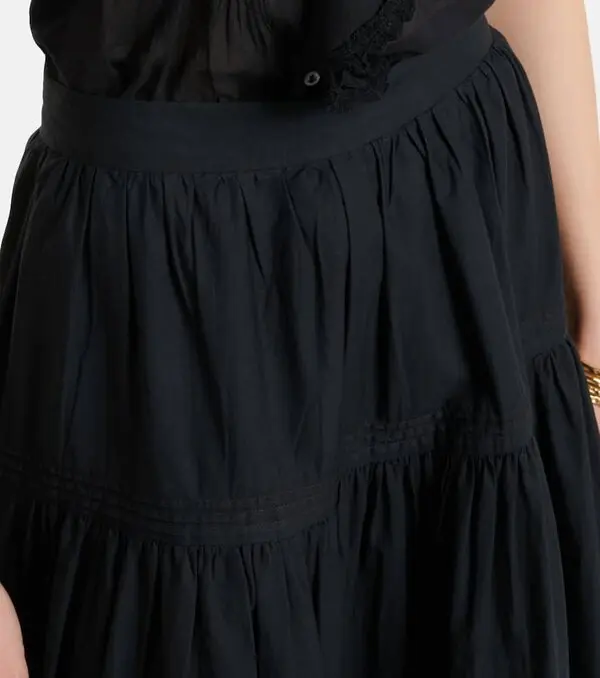 DÔEN Sebastiane Cotton Poplin Midi Skirt - Black