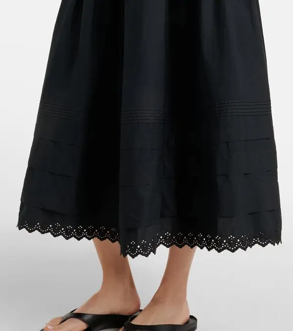 DÔEN Sebastiane Cotton Poplin Midi Skirt - Black