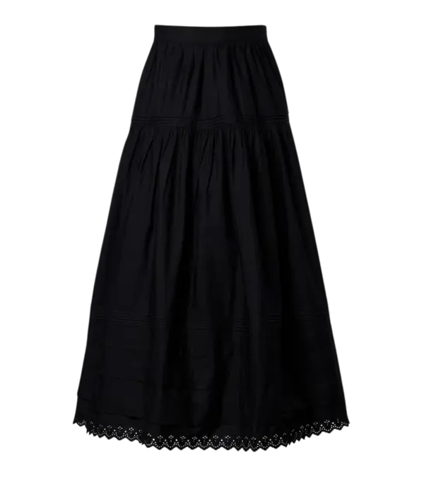 DÔEN Sebastiane Cotton Poplin Midi Skirt - Black