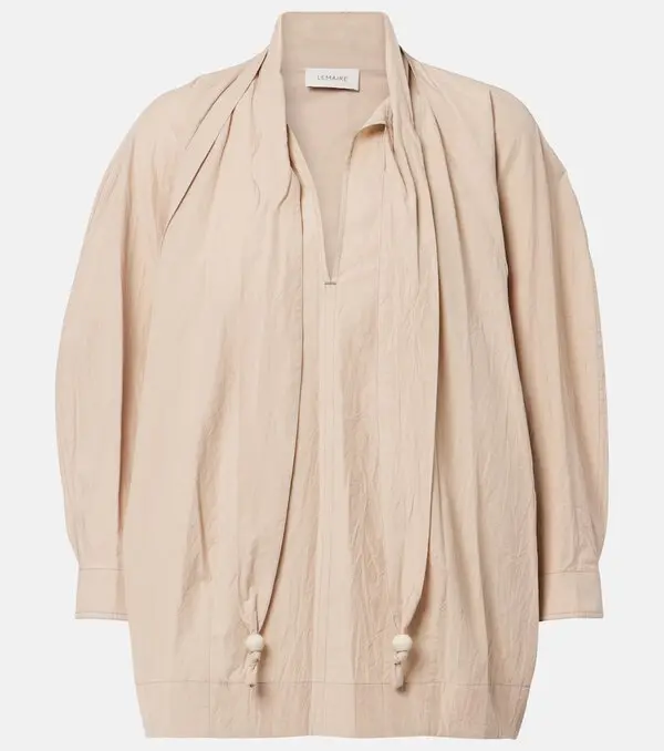 LEMAIRE Tie-neck Cotton Crêpe Blouse - Beige