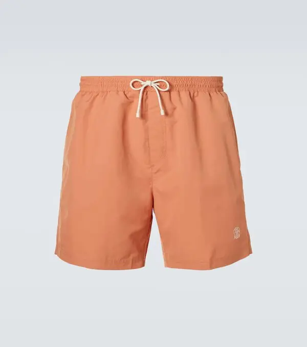 Brunello Cucinelli Logo Swim Trunks - Orange